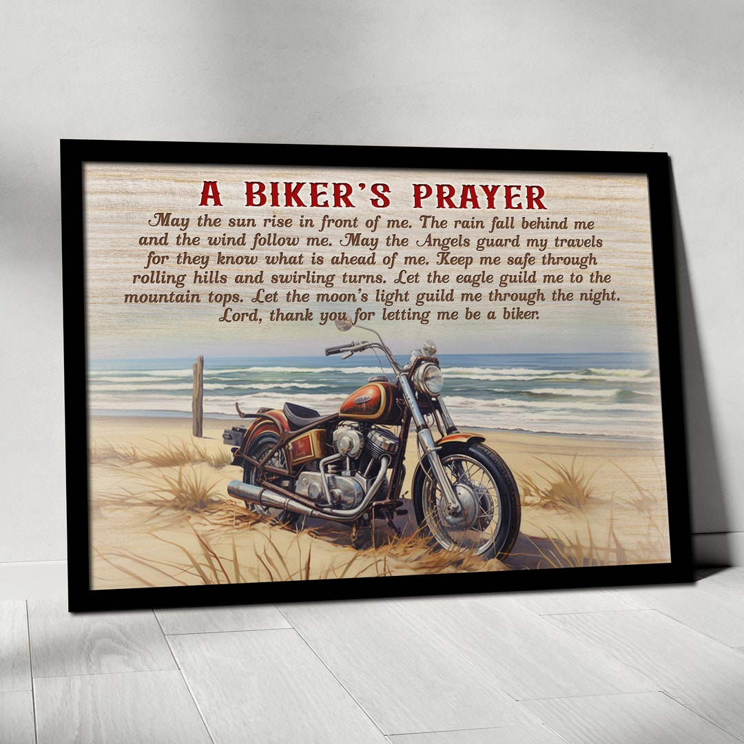A Biker's Prayer Canvas, Gift for Motorcycle Lover, Motorcycle Wall Art ...