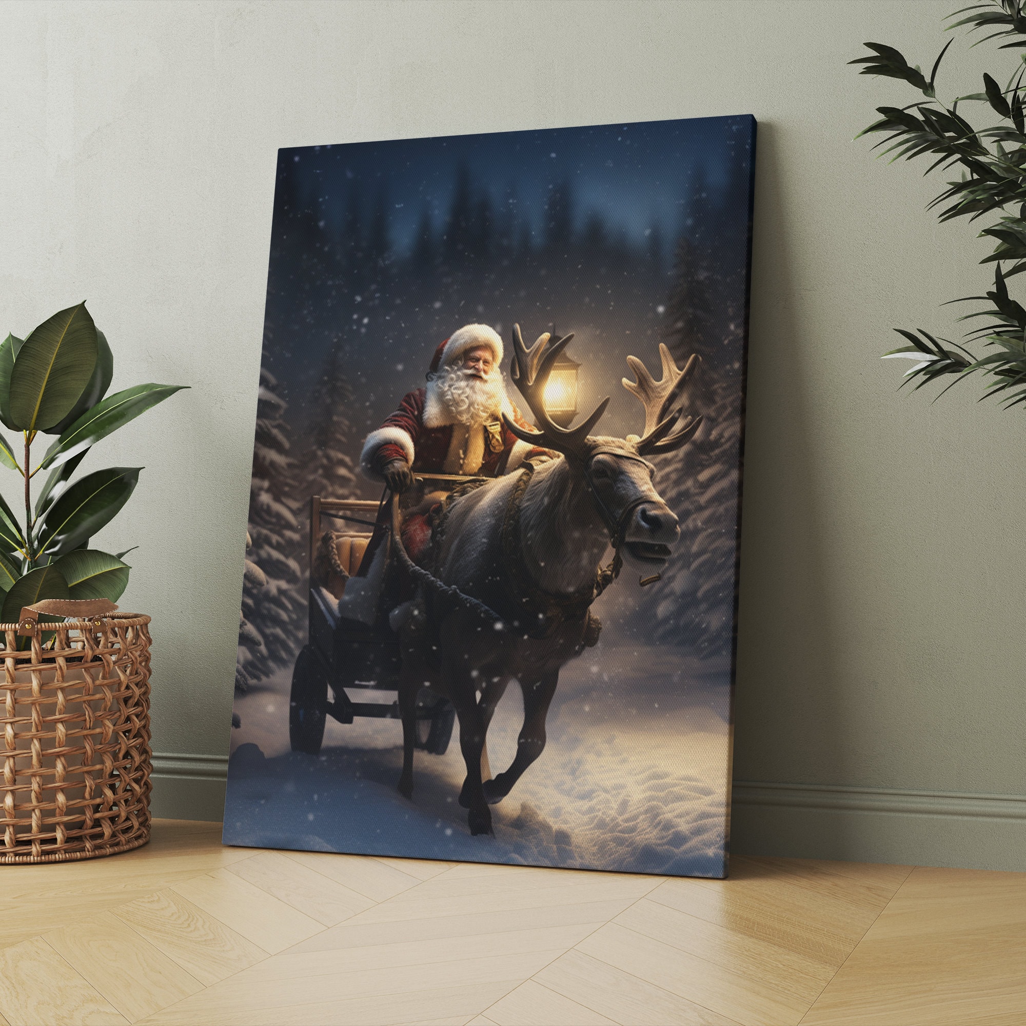 Christmas Santa Painting, Santa Picture, Santa Canvas Print, Vintage Santa Art Print, Santa With ...