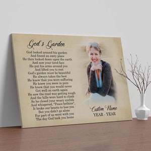 Memorial Canvas God's Garden Poem Canvas, God Took You Home Canvas ...