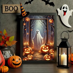 Ghost in the Woods With Pumpkins Canvas, Dark Academia, Cottage Core ...