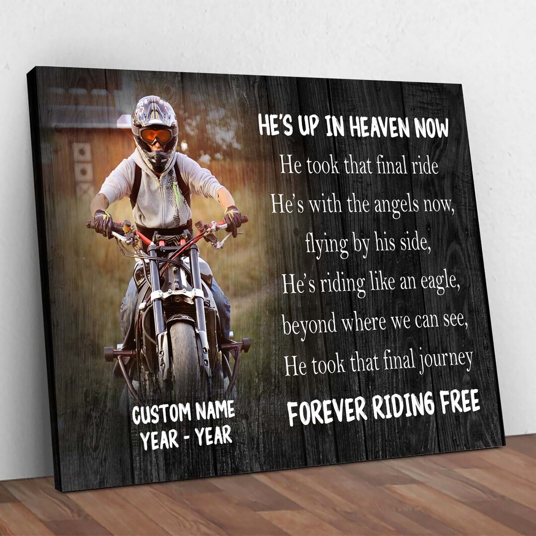 He's up in Heaven Memorial Canvas for Loss of Loved One, Riding Lover ...
