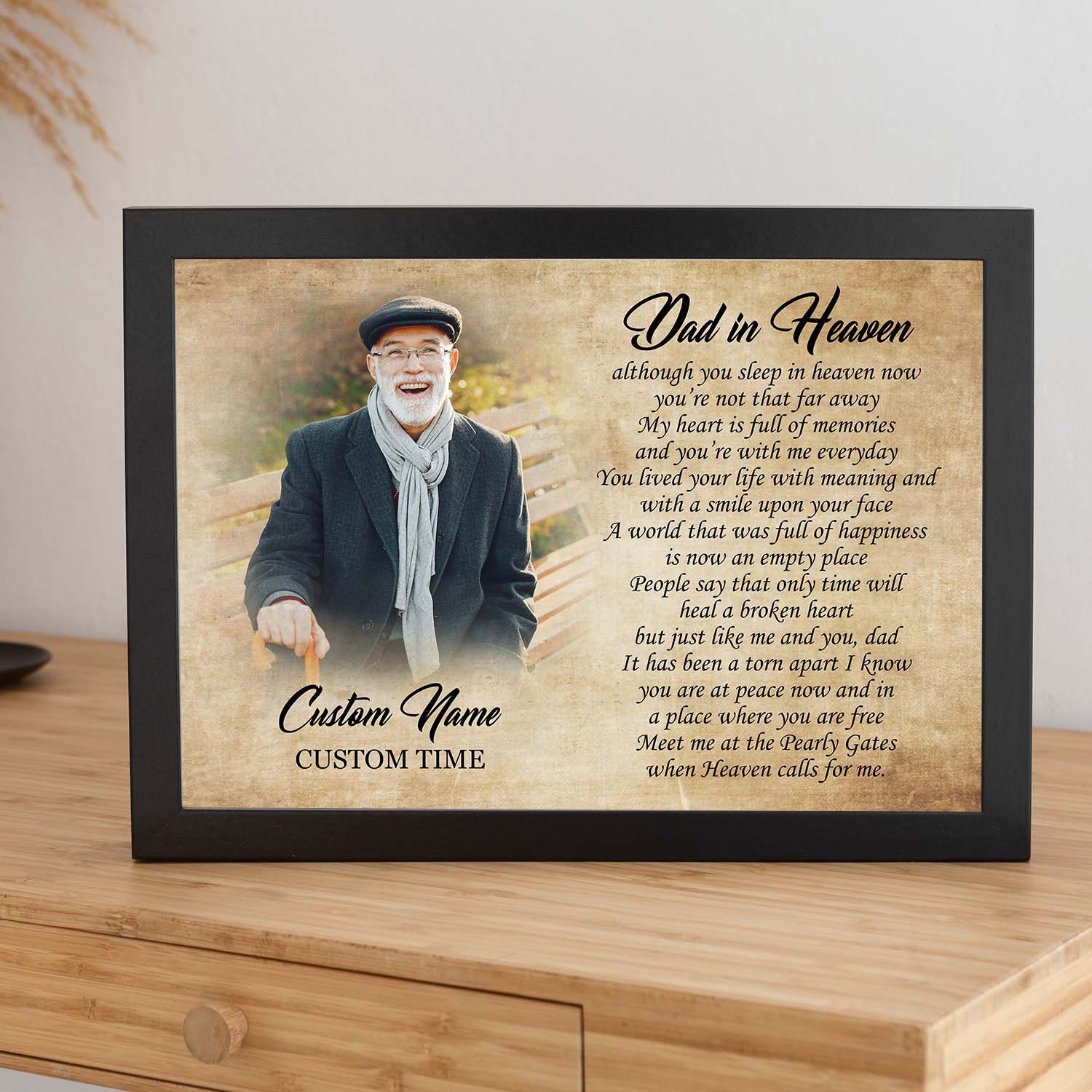 Personalized Dad in Heaven Canvas, Loss of Dad Poster Memorial Poem ...
