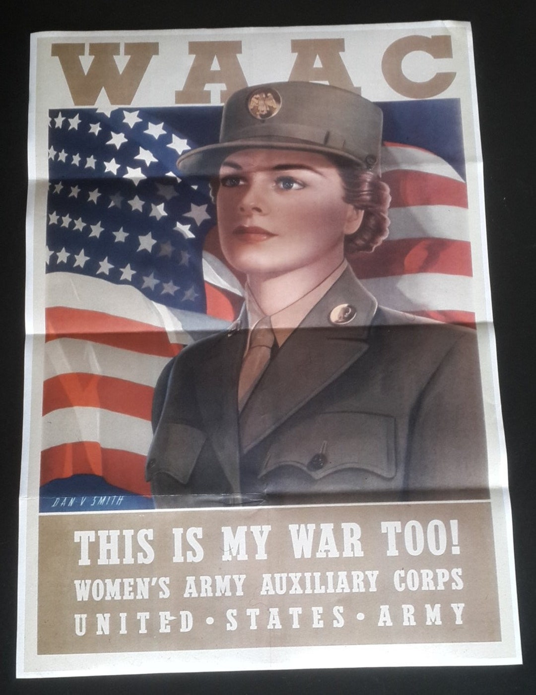 1943 WW2 USA America WAAC Women Army Auxiliary Corps Recruit Flag Old ...