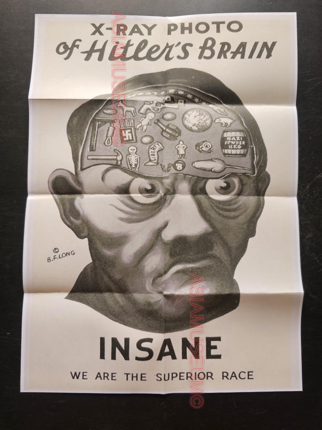 1940 WW2 USA America Caricature X-ray Photo Insane Brain Germany Funny ...