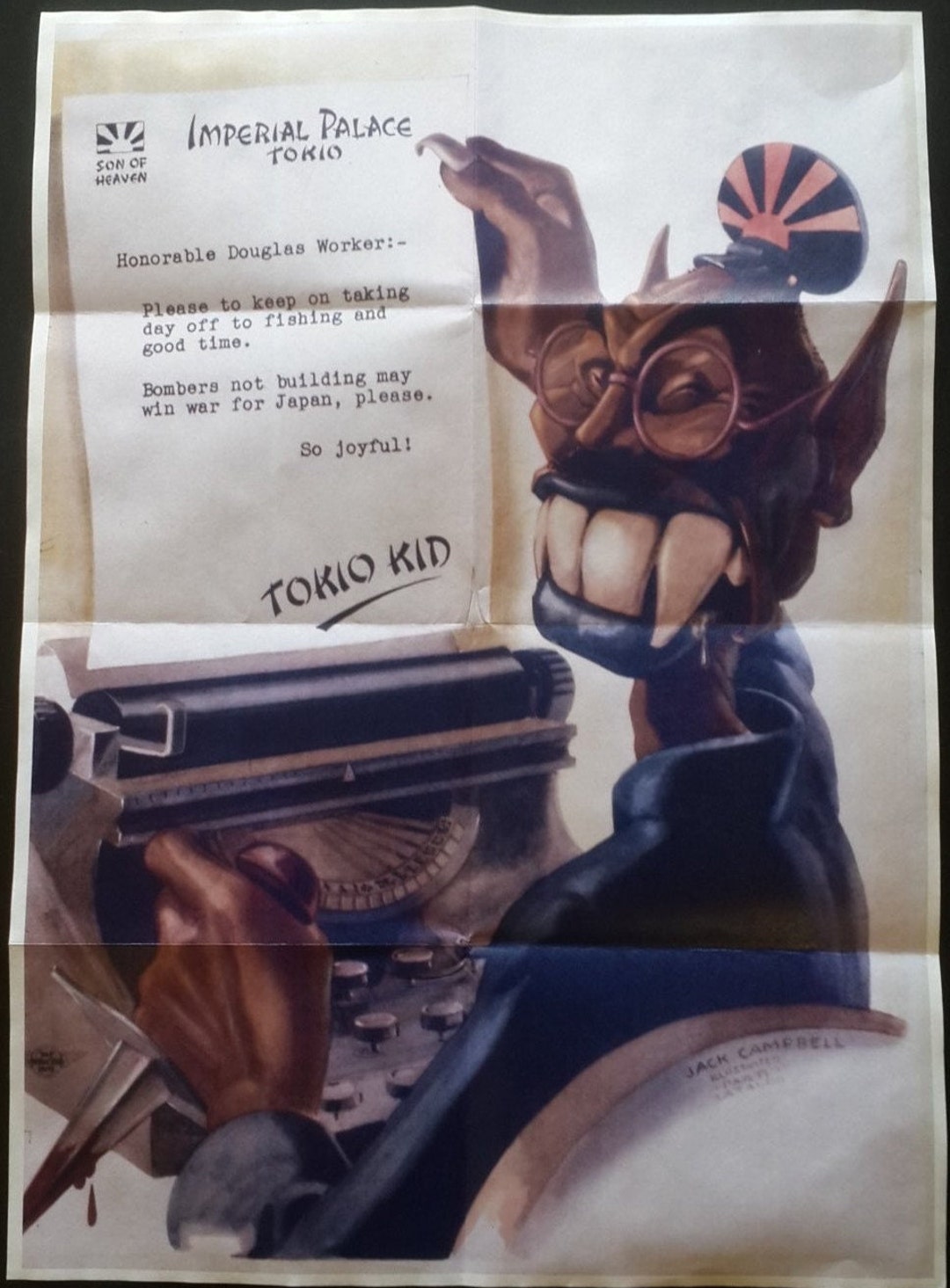 1943 WW2 USA America Japan Japanese Tokio Tokyo Kid Typewriter Knife ...