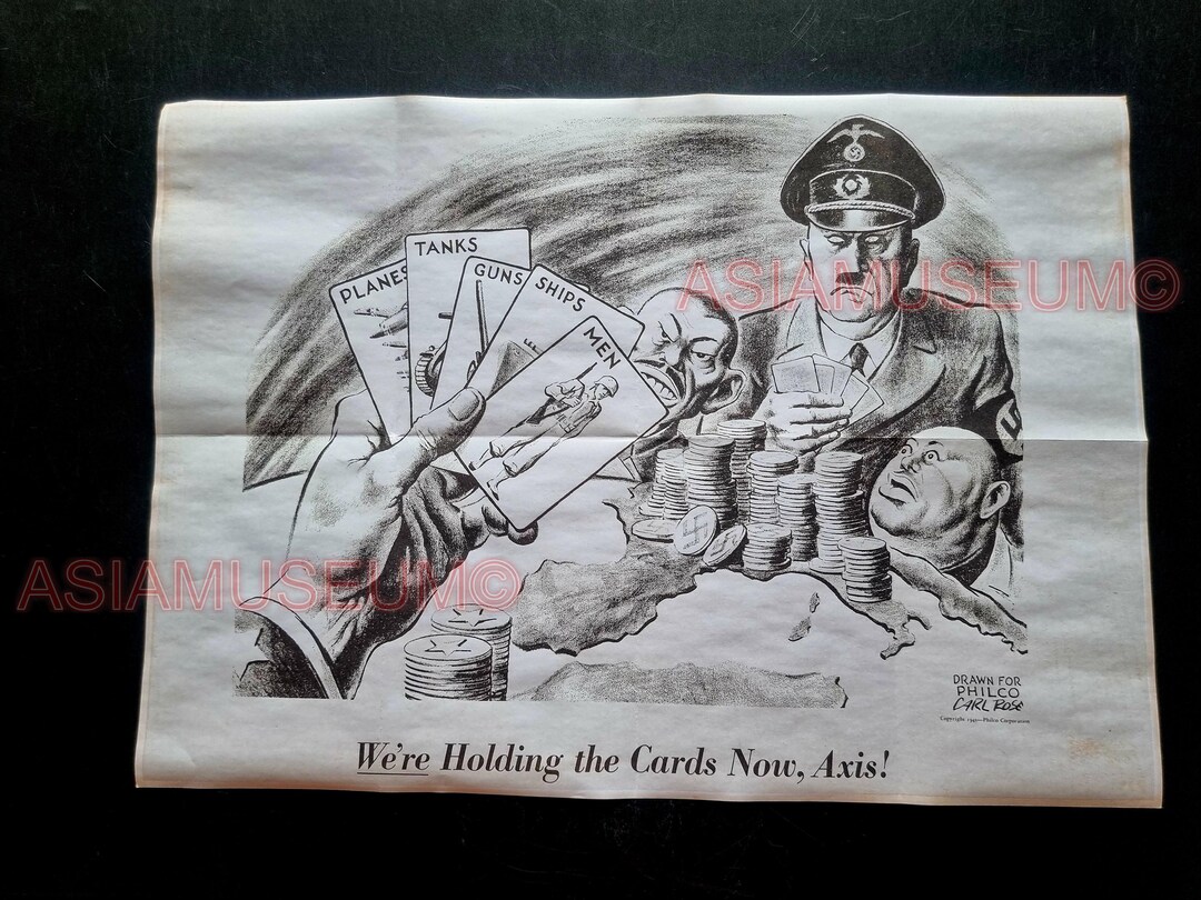 1943 WW2 USA America Cartoon Comic Drawing Japan Tojo Germany Figure ...