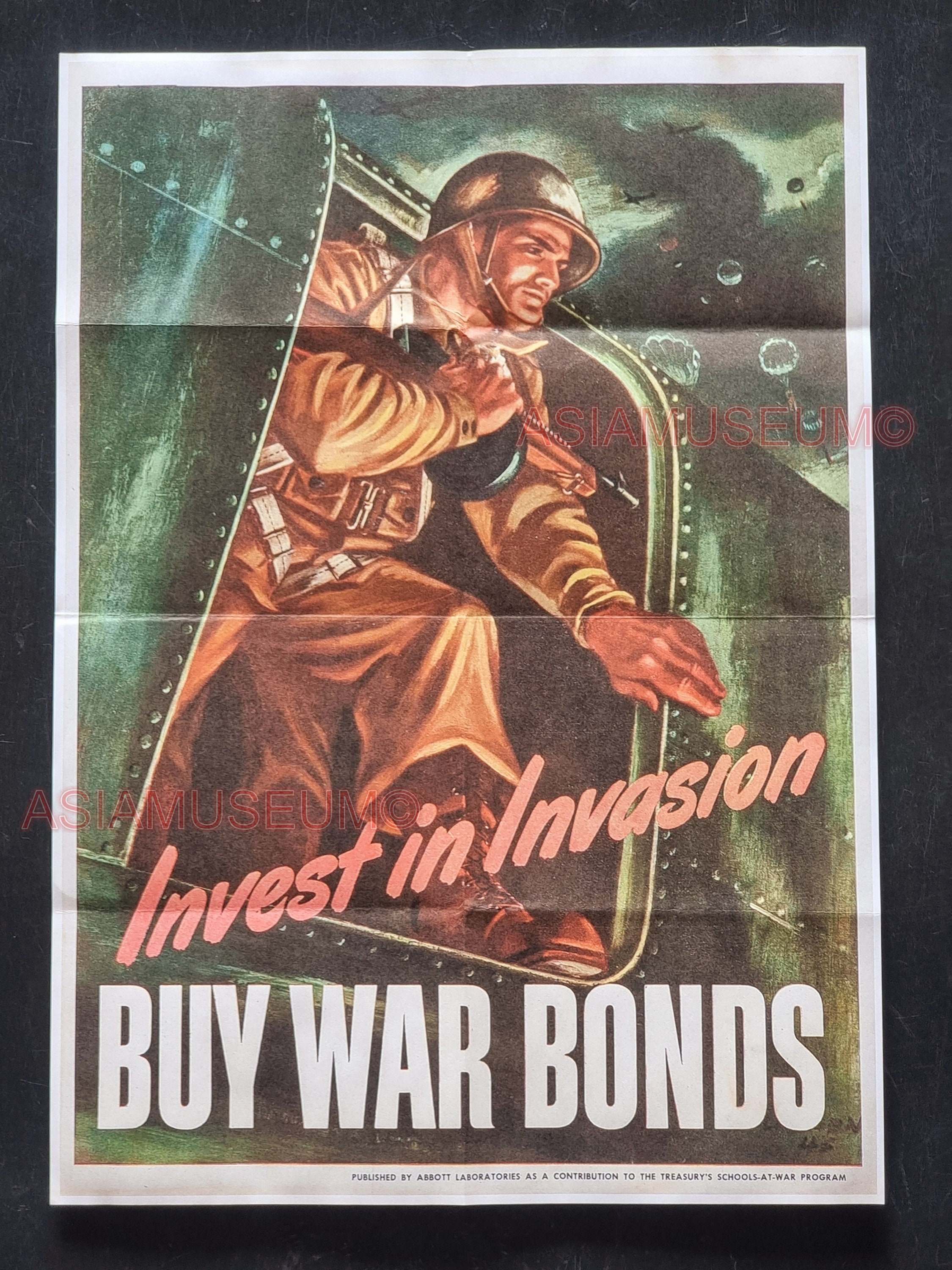 1943 WW2 USA America Buy War Bonds Parachute Bomber Plane Army Soldier ...