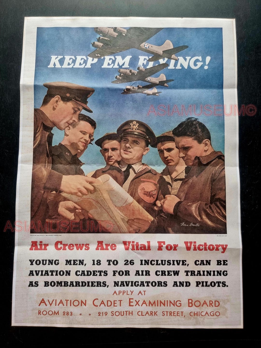 1943 WW2 USA America Aviation Pilot Cadet Examining Board Plane ...