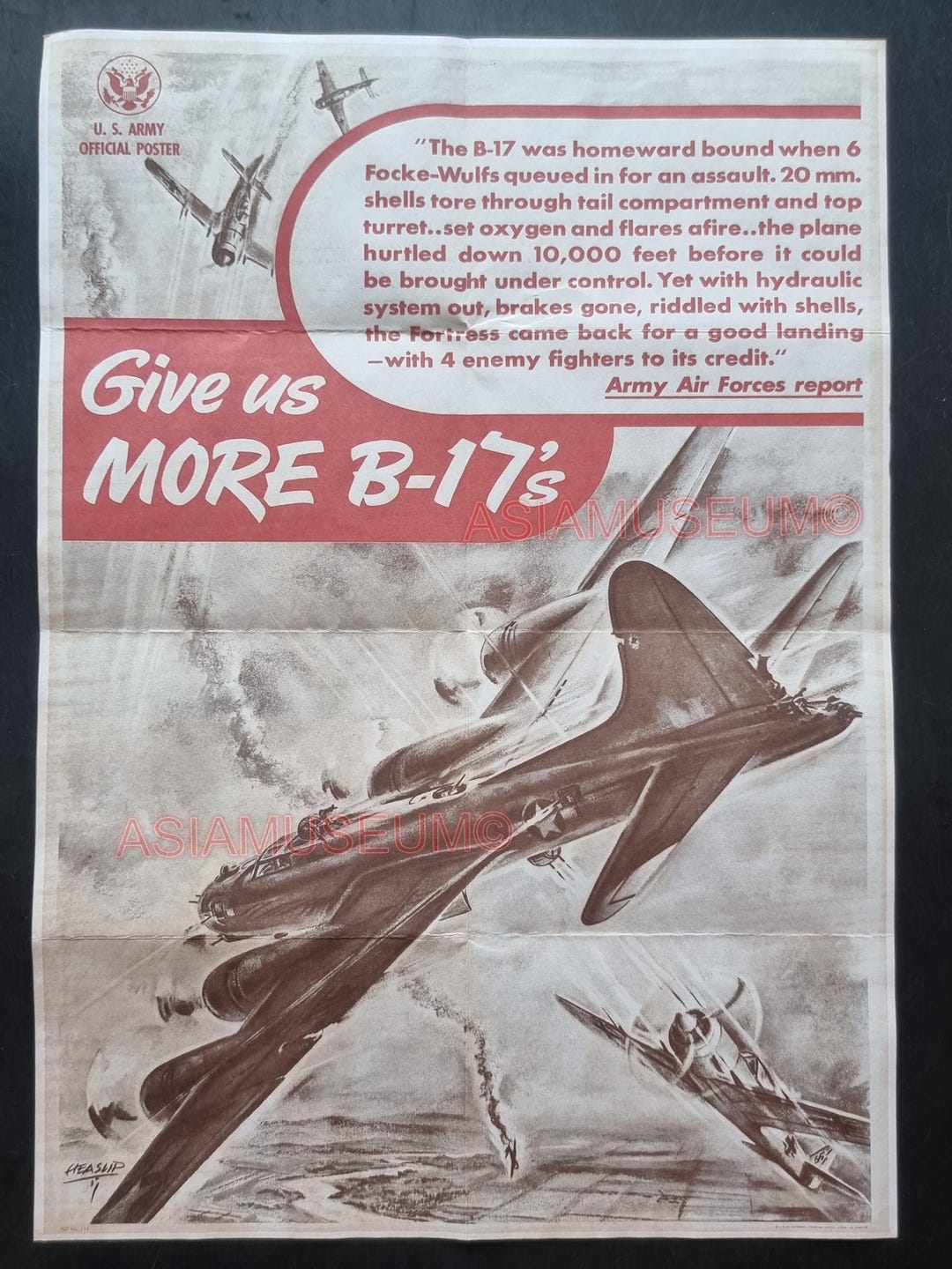 1944 WW2 USA America B17 Bomber Bomb Ship Aircraft Combat Patriotic ...