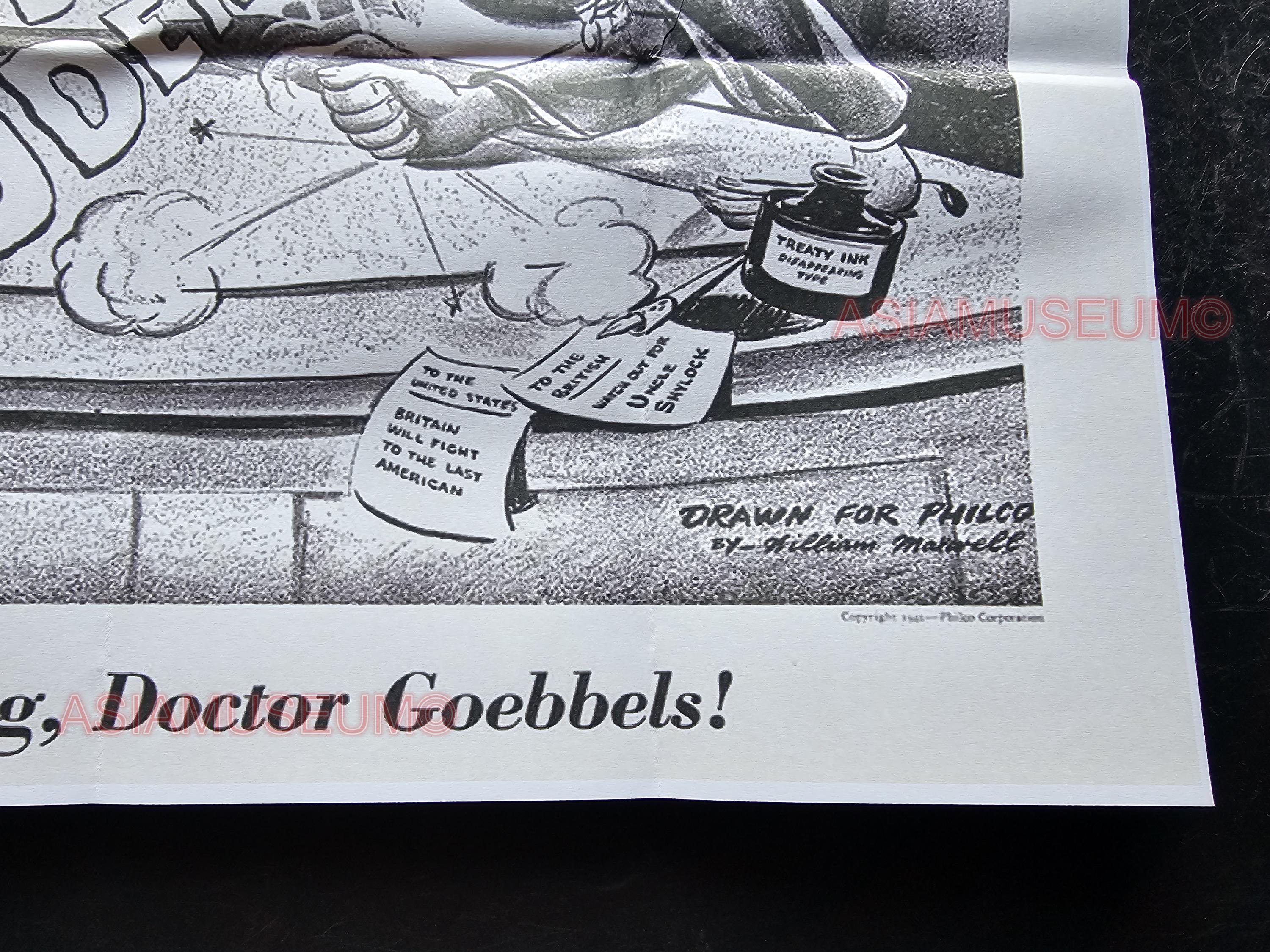 1940 WW2 USA America Caricature Drawing Doctor Table Telephone ...