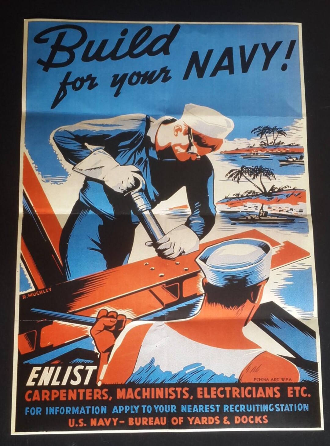 1942 WW2 USA America Job Work Carpenter Machinist Electrician Navy ...