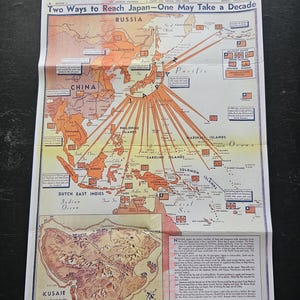 1940 WW2 USA America Japan Aircraft Asia Pacific Map Plane China Taiwan ...