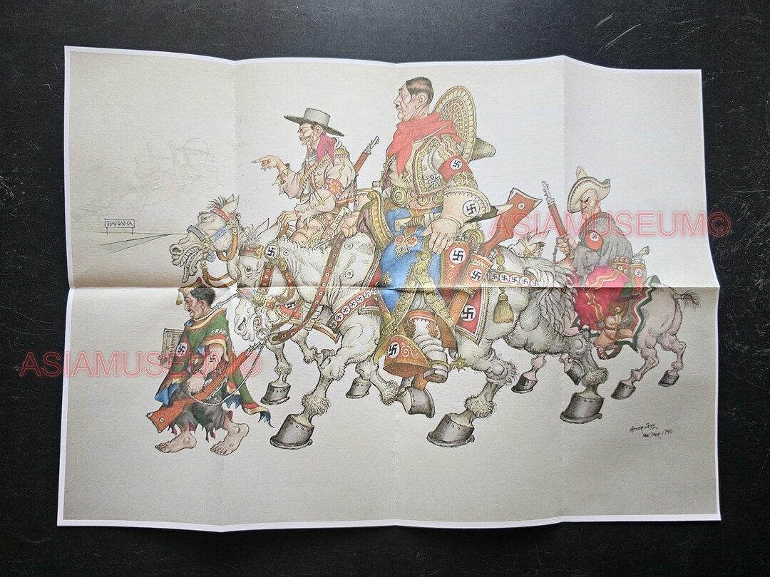 1940 WW2 USA America Caricature Drawing Comic Funny Japan Monkey Tojo ...