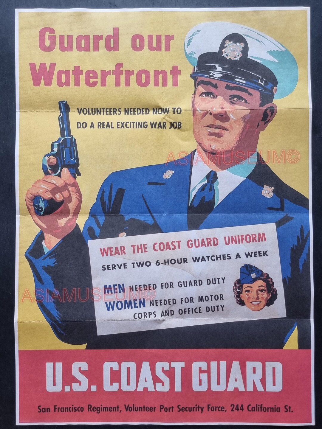 1944 WW2 USA America US Coast Guard Pistol Security Waterfront ...
