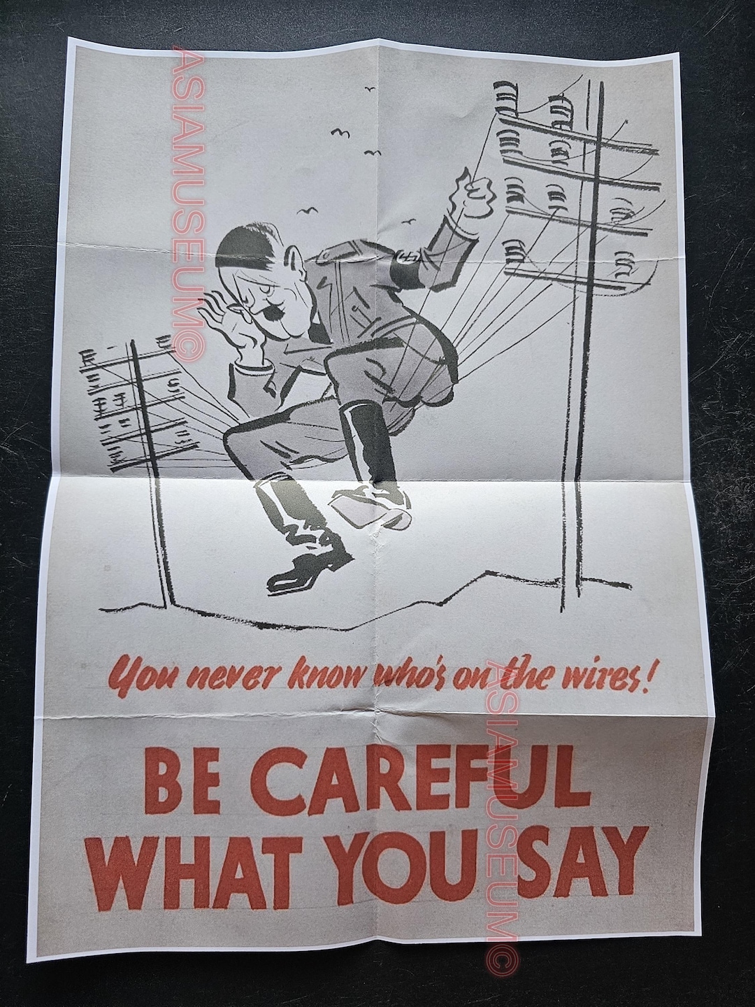 1940 WW2 USA America Caricature Cartoon Comic Electricity Pole Army ...