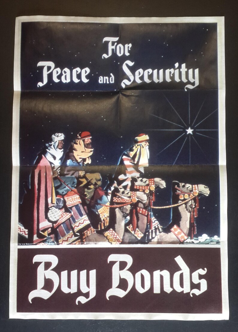 1943 WW2 USA America Buy War Bonds Arab Camel Peace Security Patriotic ...