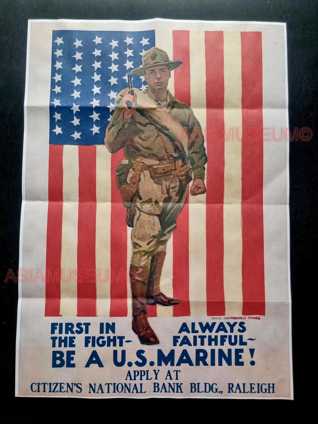 1942 WW2 USA America Marine Navy Flag Recruit Enlist Citizen National ...