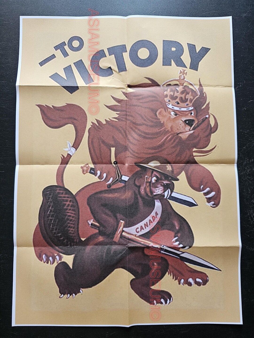 1940 WW2 USA America Britain to Victory Lion Canada Bear Battle Army ...