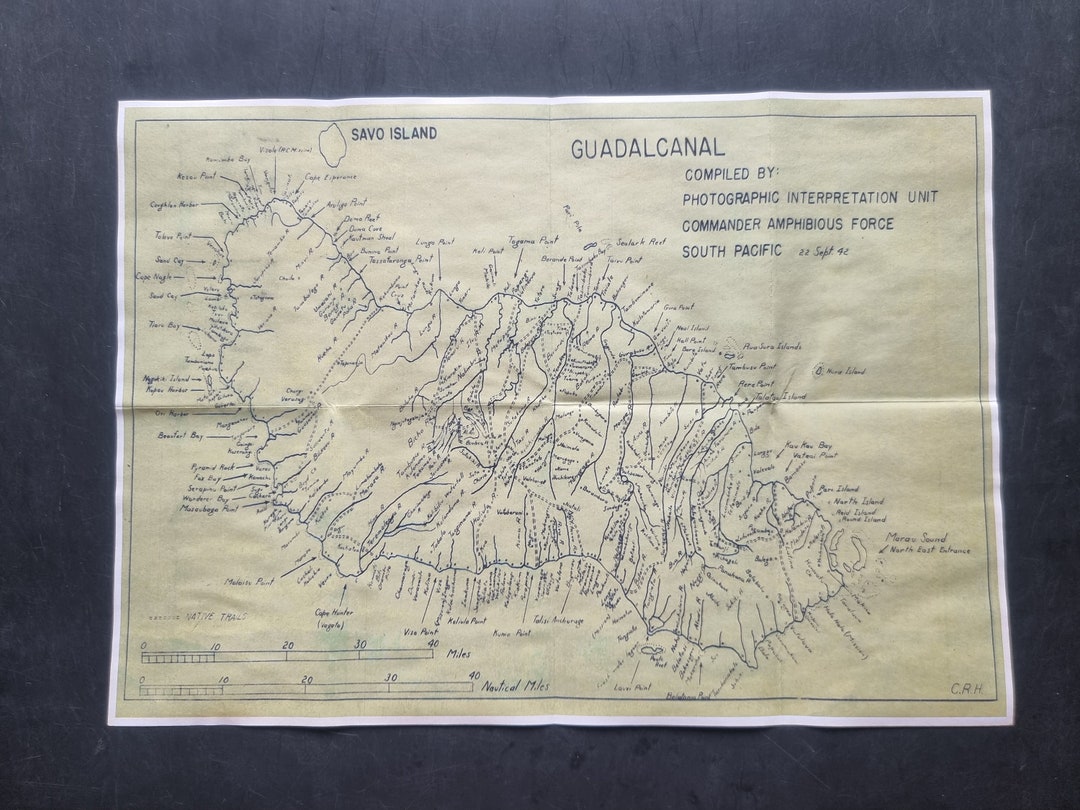 1941 WW2 USA America Japan Pcific War Guadal Canal Island Battle Map ...