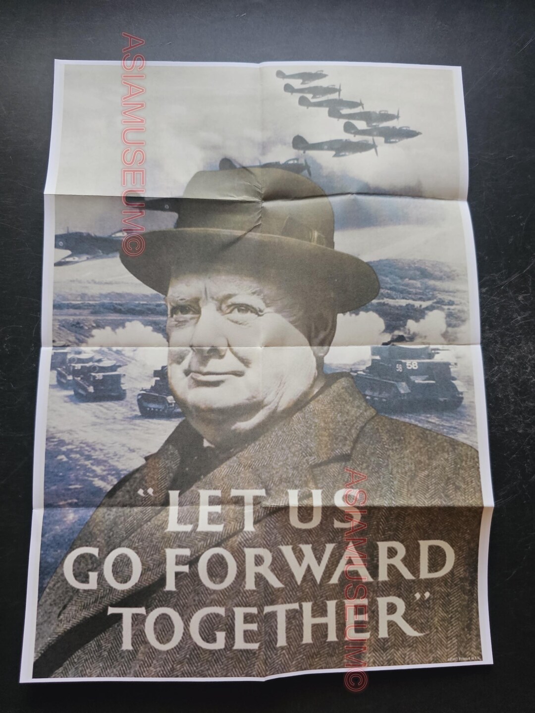 1944 WW2 USA America Britain British Go Forward Together Prime Minister ...