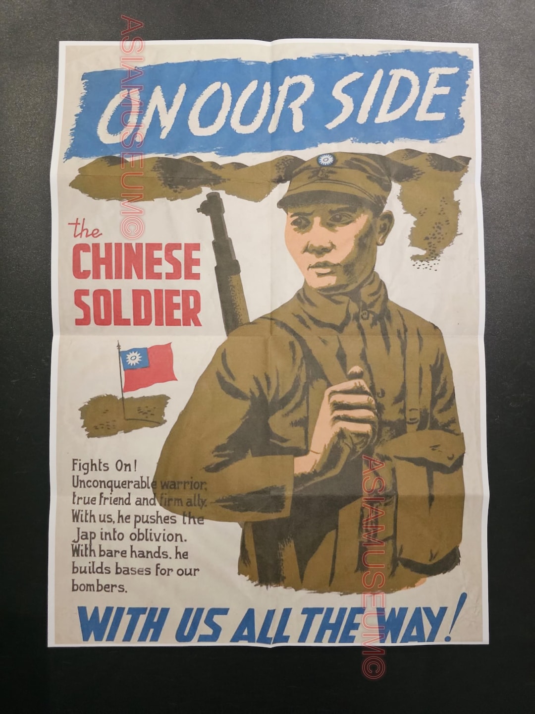 1943 WW2 USA America US China Taiwan Flag Battle on Our Side Patriotic ...