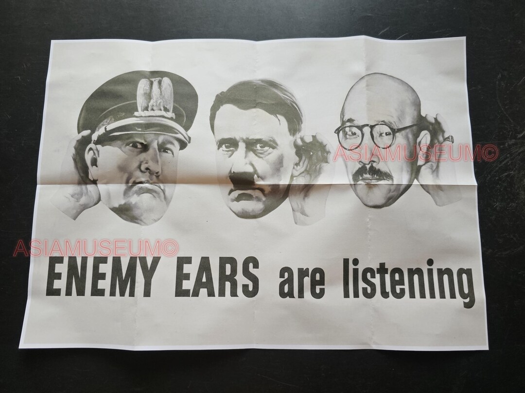 1940 WW2 USA US America Japan Enemy Ears Are Listening Caricature Funny ...