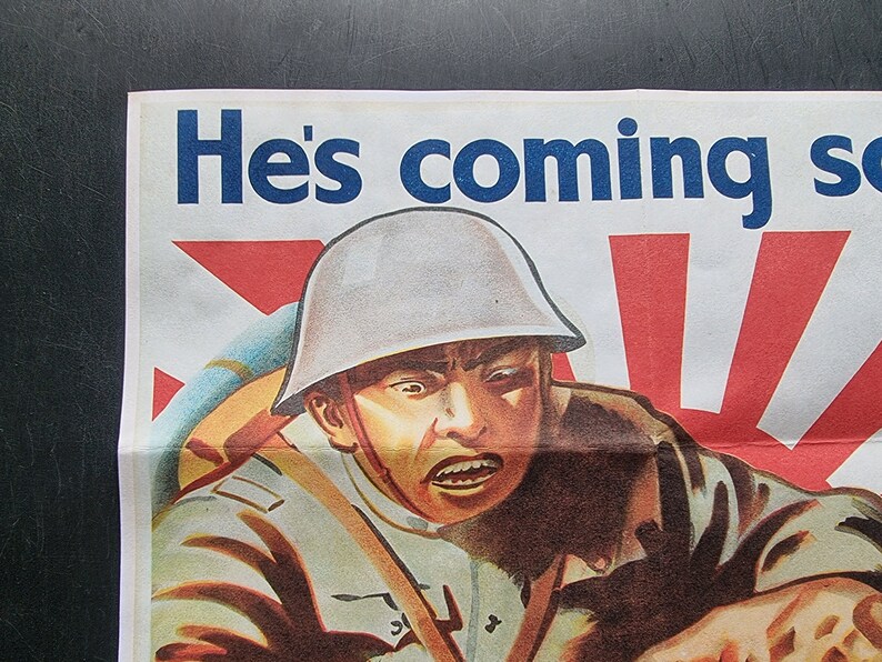 1941 WW2 USA America Japan He's Coming South Australia Safety Demands ...