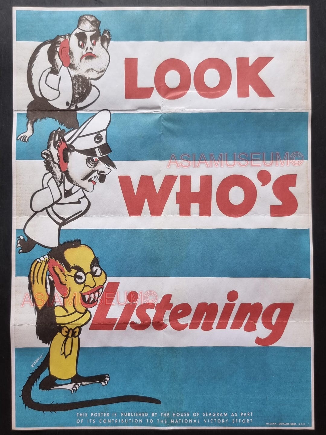 1944 WW2 USA America Who is Listening Cartoon Comic Funny Japan Snake ...