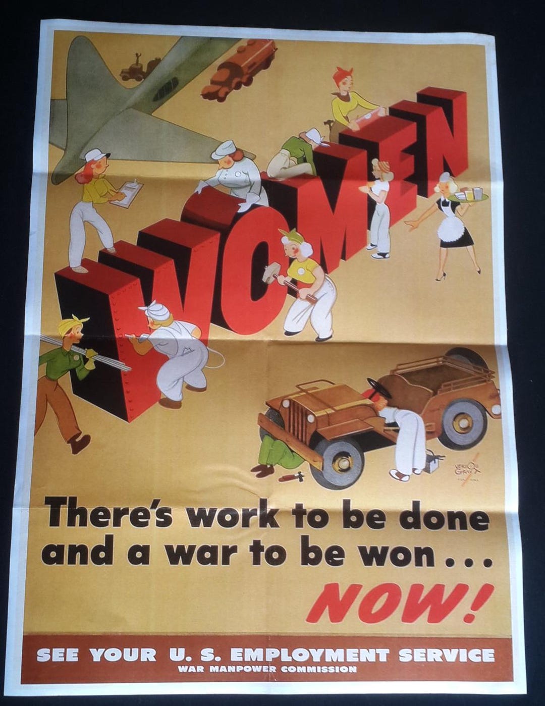 1942 WW2 USA America Women Worker Employment Plane Aircraft Jeep Truck ...