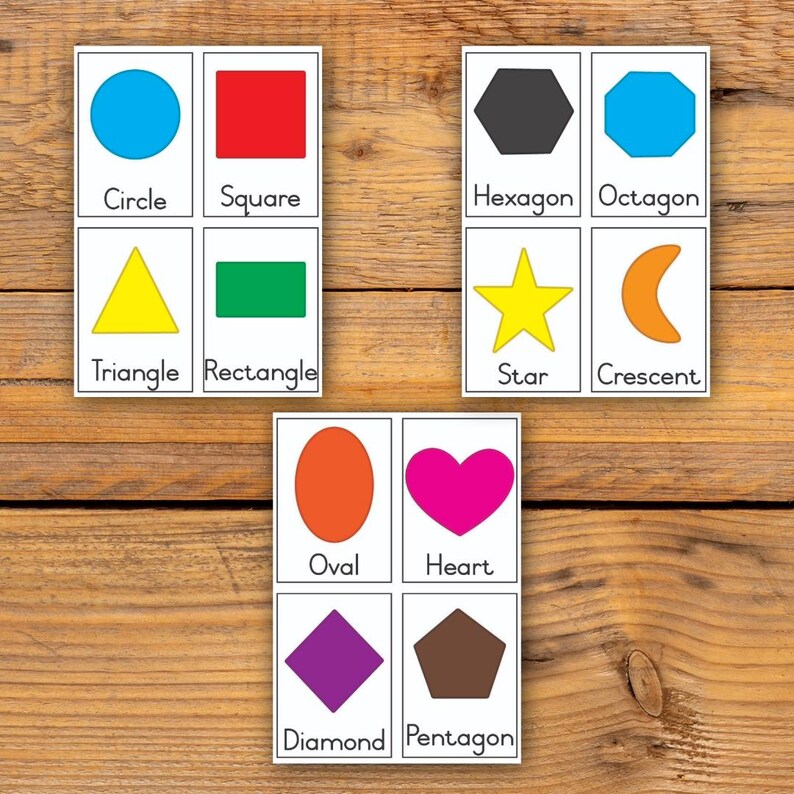 Printable Shape Flash Cards, Basic Shapes for Kids, Montessori-inspired ...