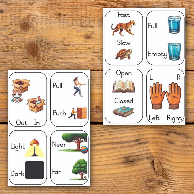 Printable, Opposites Flash Cards, Preschool Learning Resource, Toddler ...