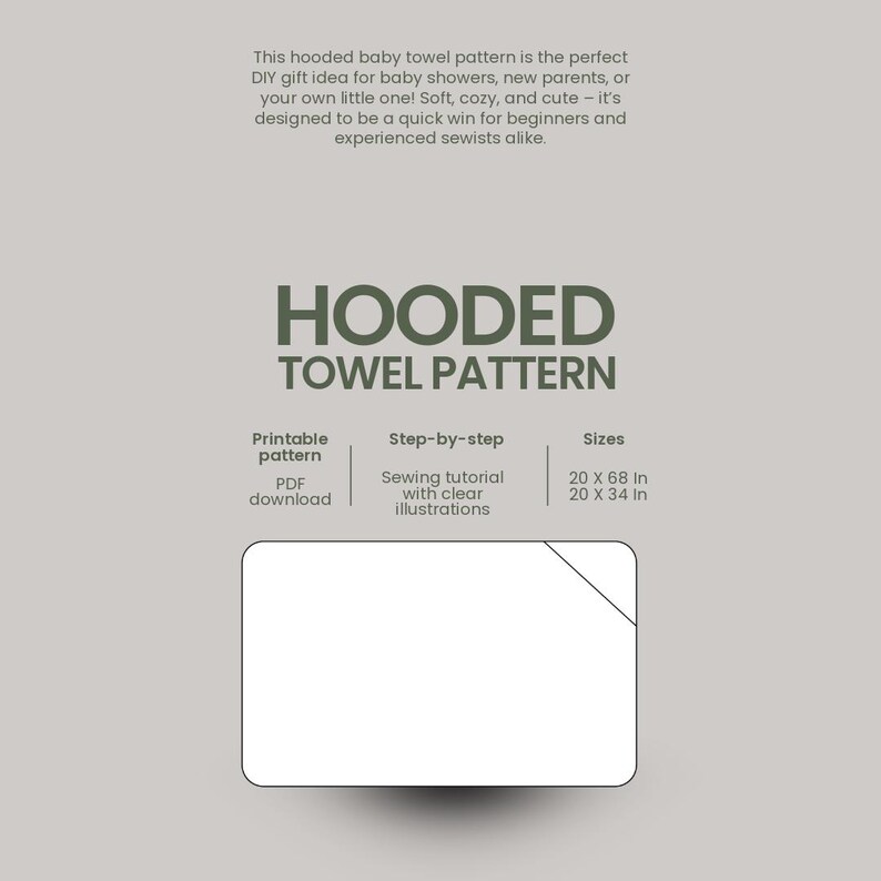 Hooded Baby Towel Pattern PDF – Easy & Quick Sewing Project for ...