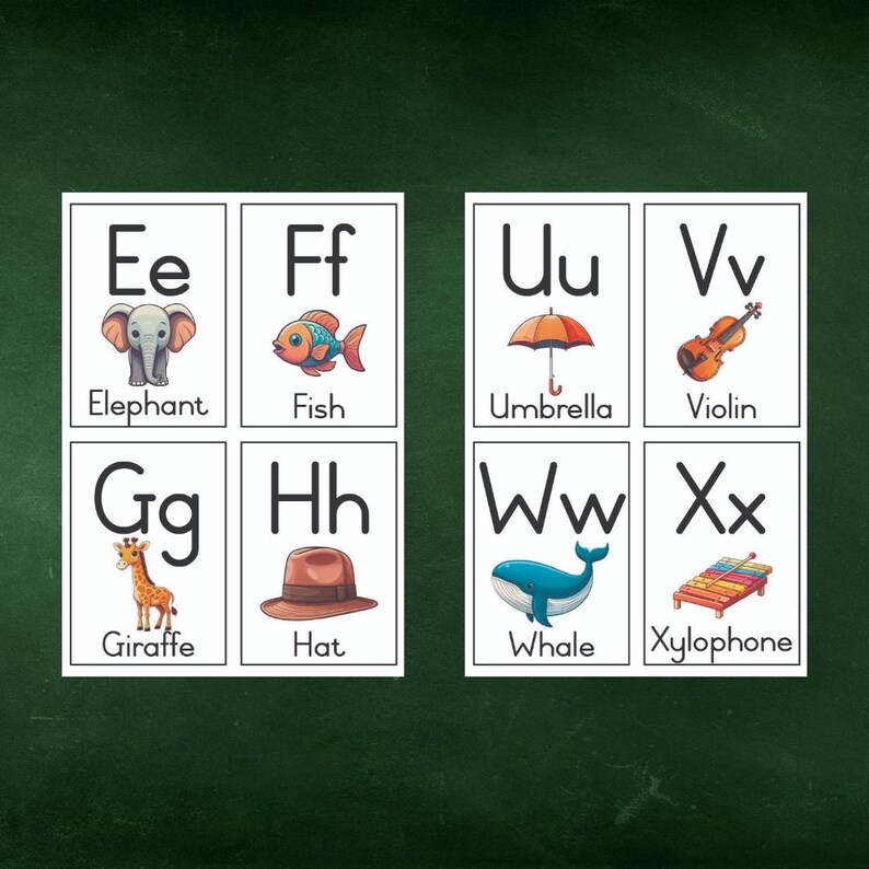 Printable ABC Flash Cards for Kids, A-Z Alphabet Learning, Montessori ...