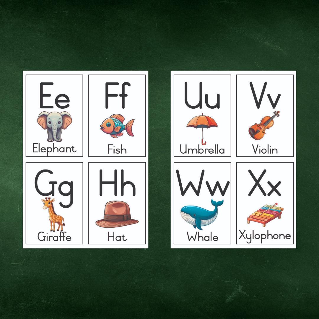 Printable ABC Flash Cards for Kids, A-Z Alphabet Learning, Montessori ...