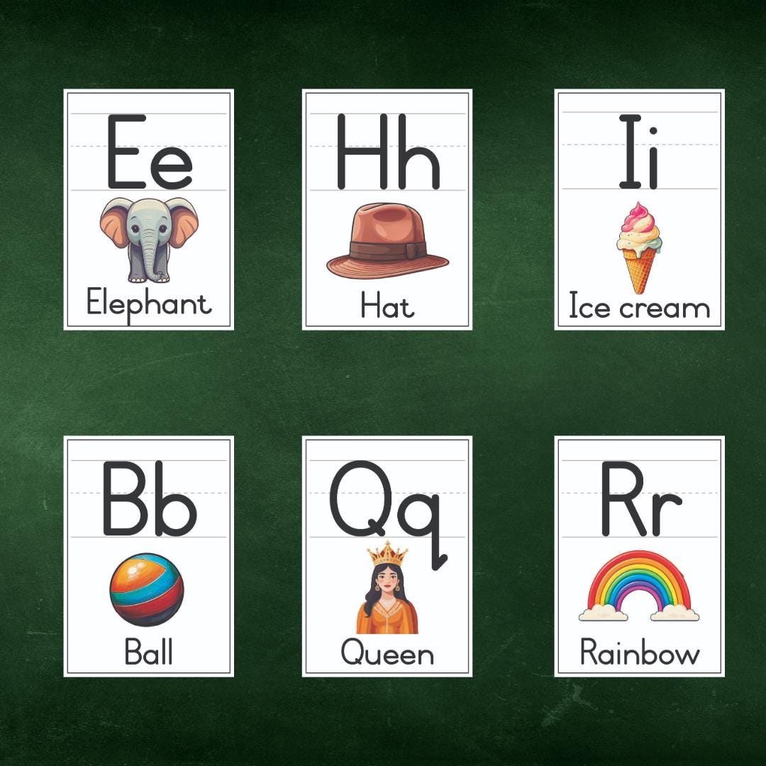 A-Z Printable Flash Cards, 26 Alphabet Flashcards, Early Learning, ABC ...
