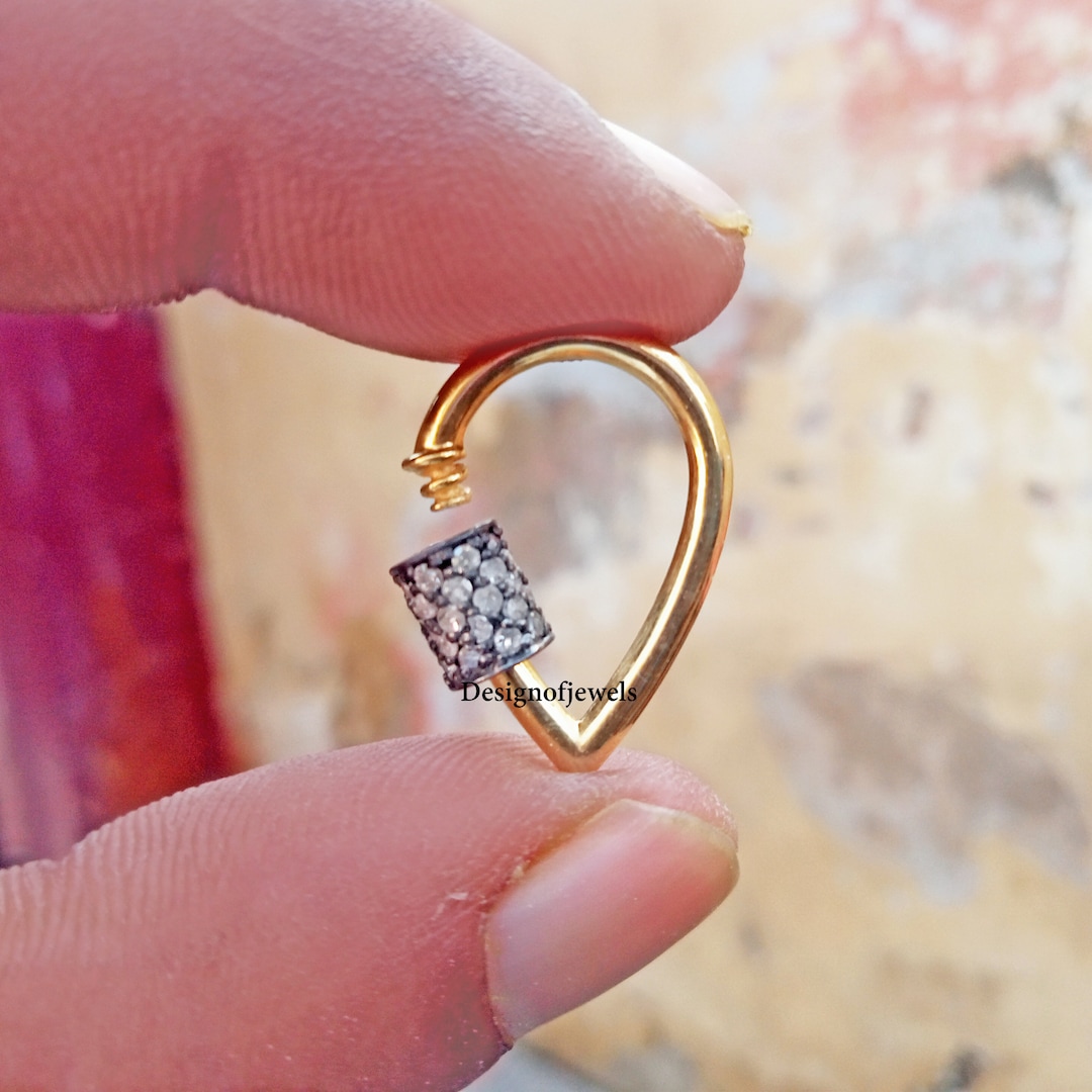 Pave Diamond Lock, Pear Shape Lock, 14k Yellow Gold Vermeil Jewelry ...