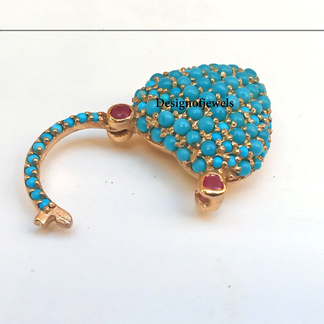 Padlock Pendant, 14k Yellow Gold Vermeil Jewelry, Turquoise Stone ...