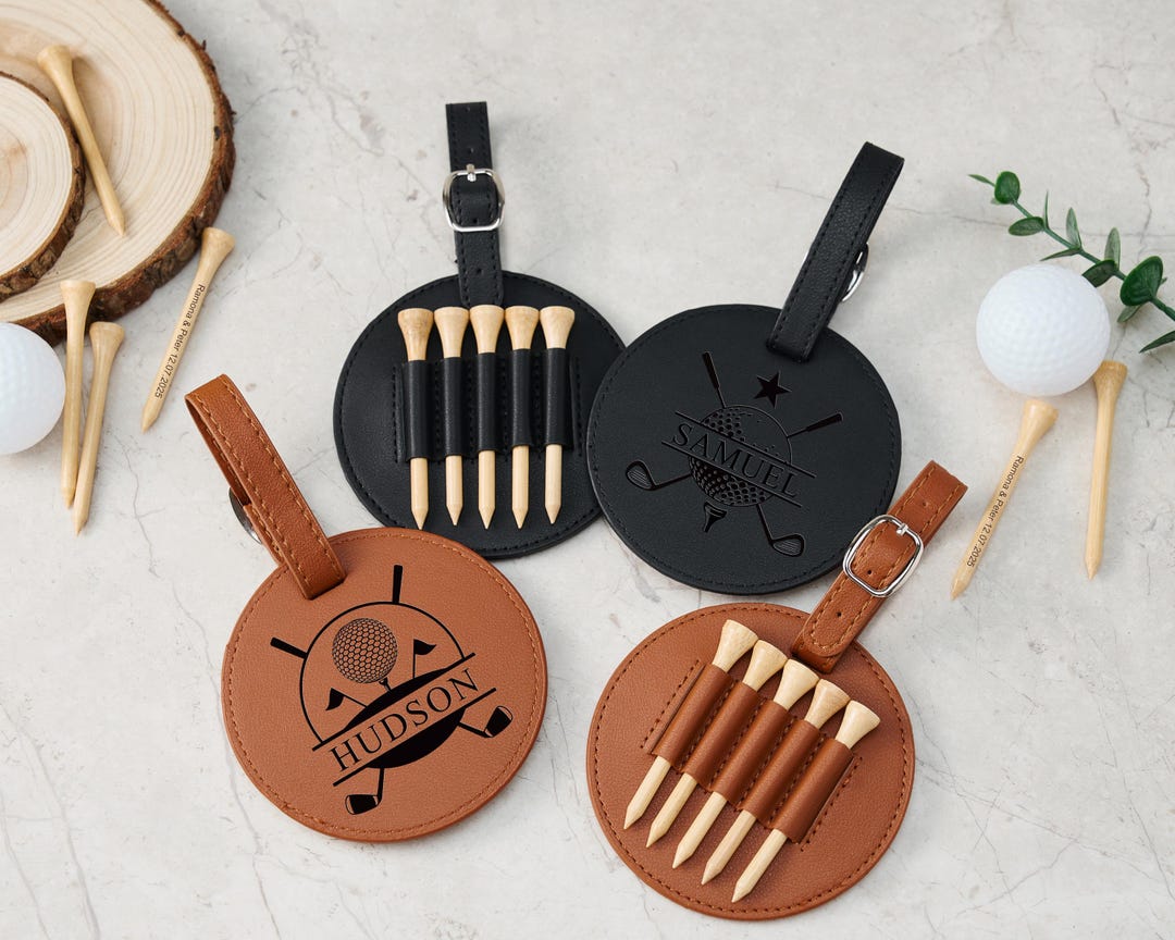Custom Leather Golf Tee Holder With Golf Tees, Personalized Golf Bag ...