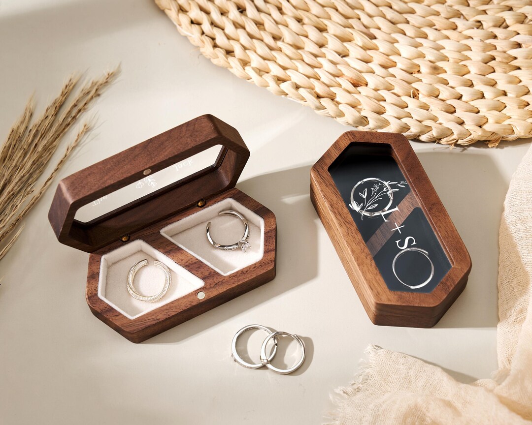 Custom Engraved Ring Box, Personalized Wooden Ring Holder for Wedding ...