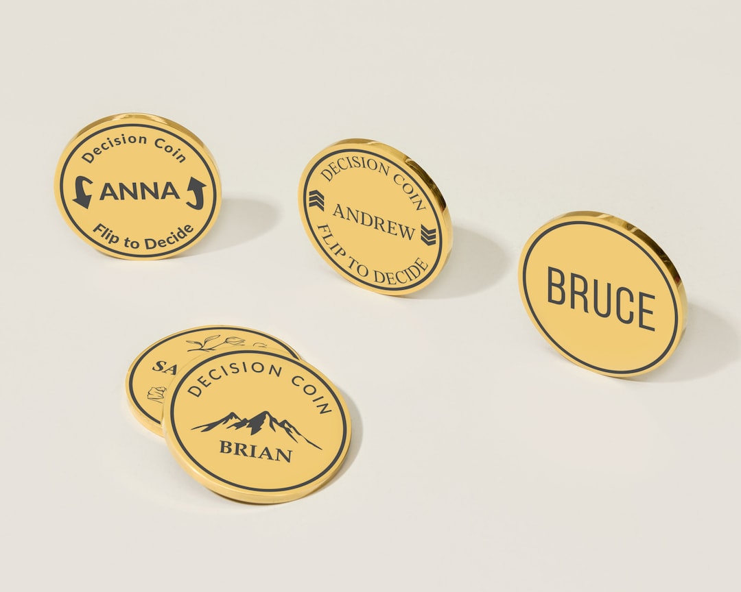 Personalized Gold Decision Coin, Laser Engraved Stainless Steel - Etsy