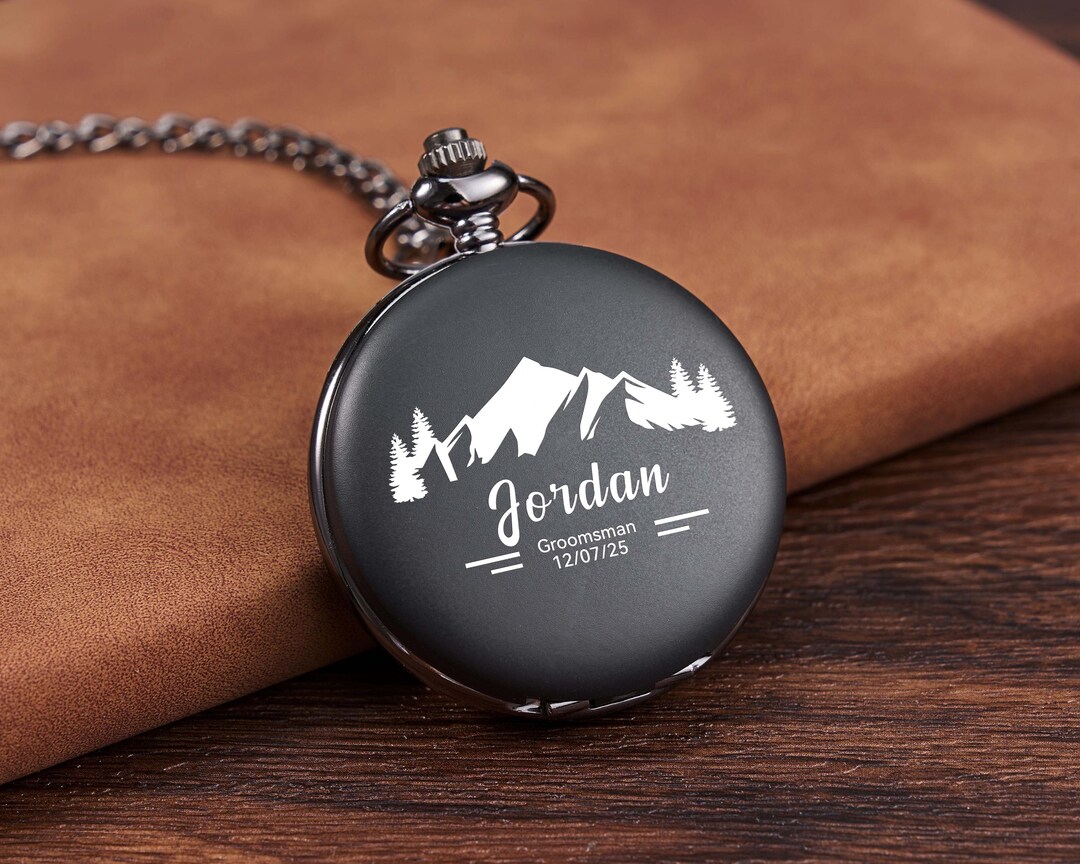Personalized Double-sided Pocket Watch - Engraved Groomsmen Gift, Best ...