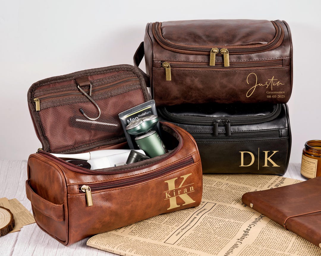 Custom Leather Dopp Kit for Men, Personalized Toiletry Bag - Etsy