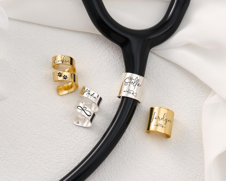 Custom Stethoscope Name Tag, Engraved Stainless Steel ID Charm for ...