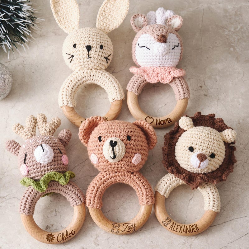 Knitted Baby Rattles Organic - Etsy UK