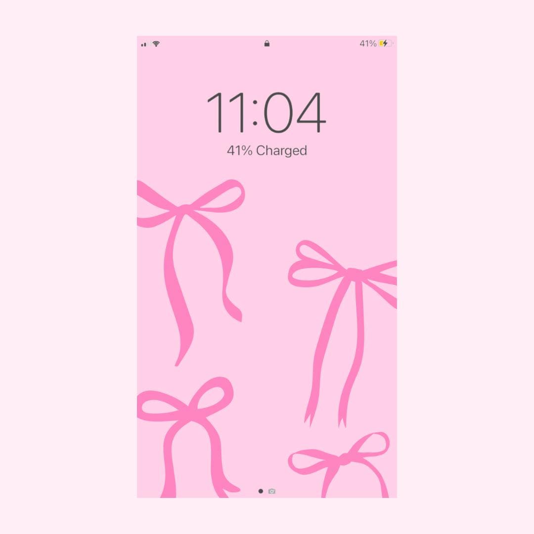 Phone Wallpaper | Digital Download iPhone Lock Screen Pink Bow Pattern ...