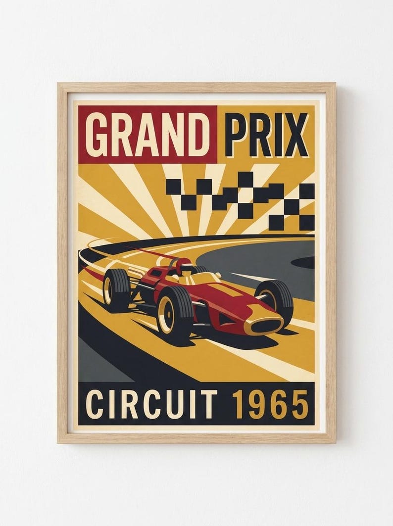 Vintage Grand Prix Racing Poster, 1960s Open-wheel Car Wall Art - Etsy