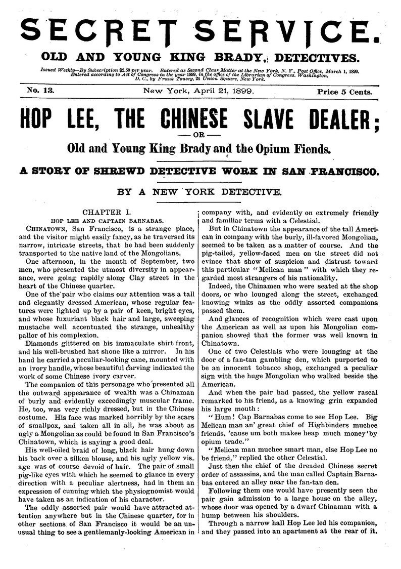 100 Secret Service Old and Young King Brady Magazine, Vintage Pulp ...