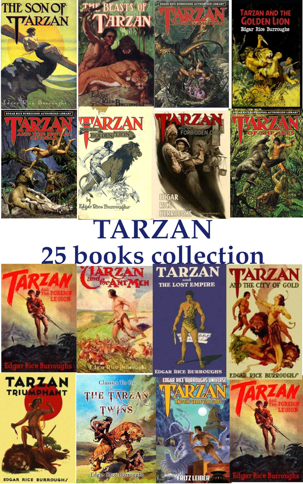 25 Tarzan Books by Edgar Rice Burroughs, Tarzan E-books Pack PDF, MOBI ...