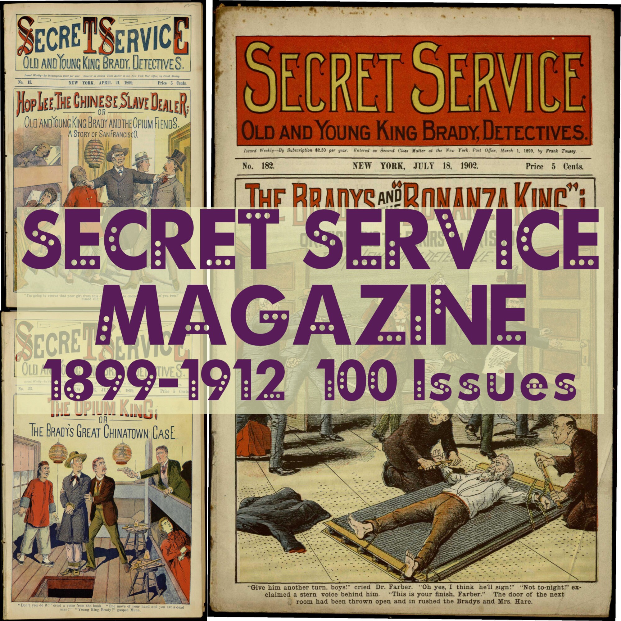 100 Secret Service Old and Young King Brady Magazine, Vintage Pulp ...