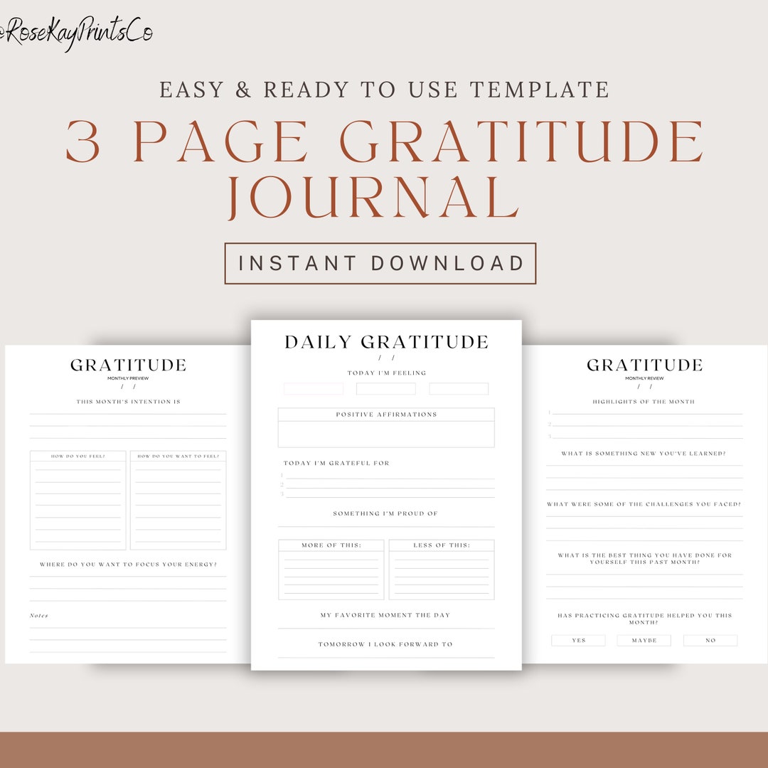 Printable Gratitude Journal Daily Mindfulness Journal - Etsy